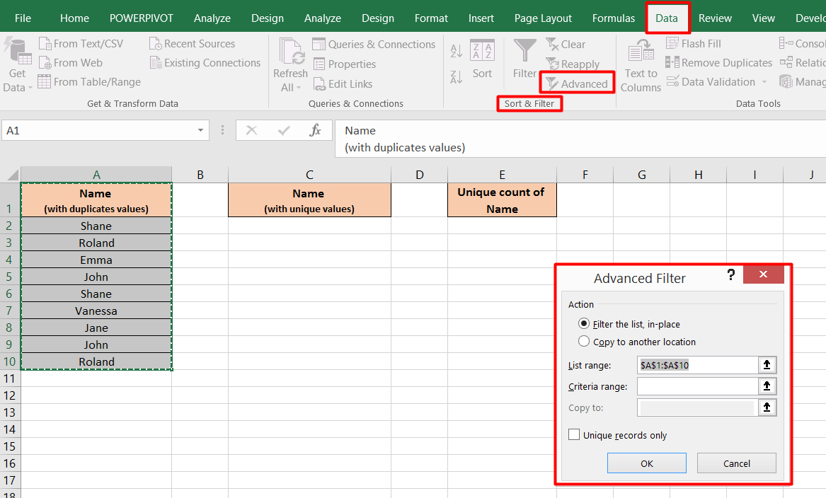 Count Unique Values in Excel - AbsentData